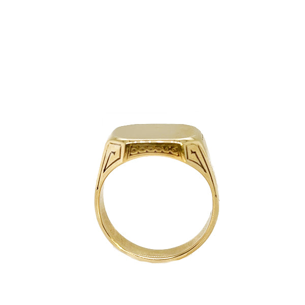 Estate 10K Yellow Gold Signet Ring with Engraving Details – TrueBijoux